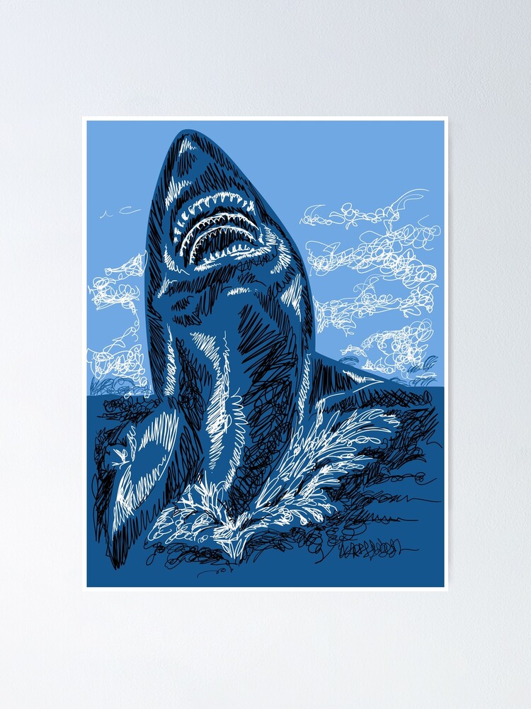 "shark attack sketch" Poster for Sale by BananaPrints | Redbubble