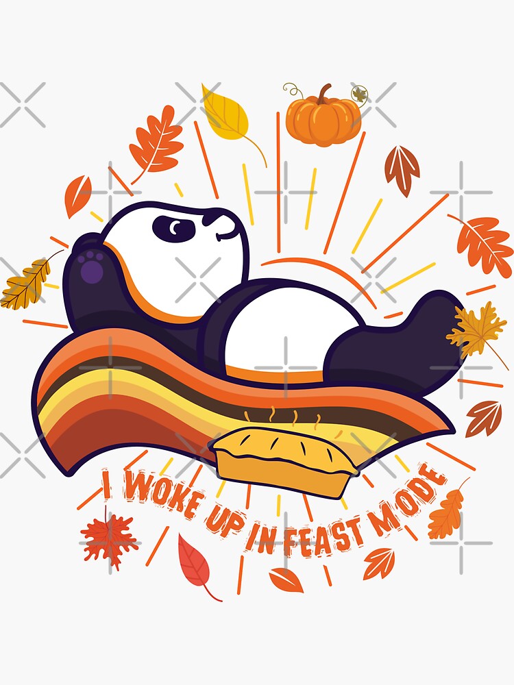 "Cute and Witty Panda on Fall Color Rainbow Happy Thanksgiving I WOKE ...