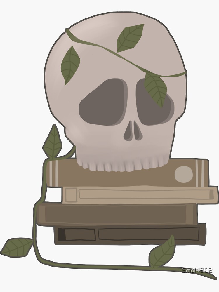 "skull and book stack" Sticker for Sale by Smol4302 | Redbubble