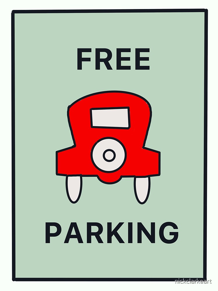 "Free Parking" Sticker for Sale by nickclarkeart | Redbubble