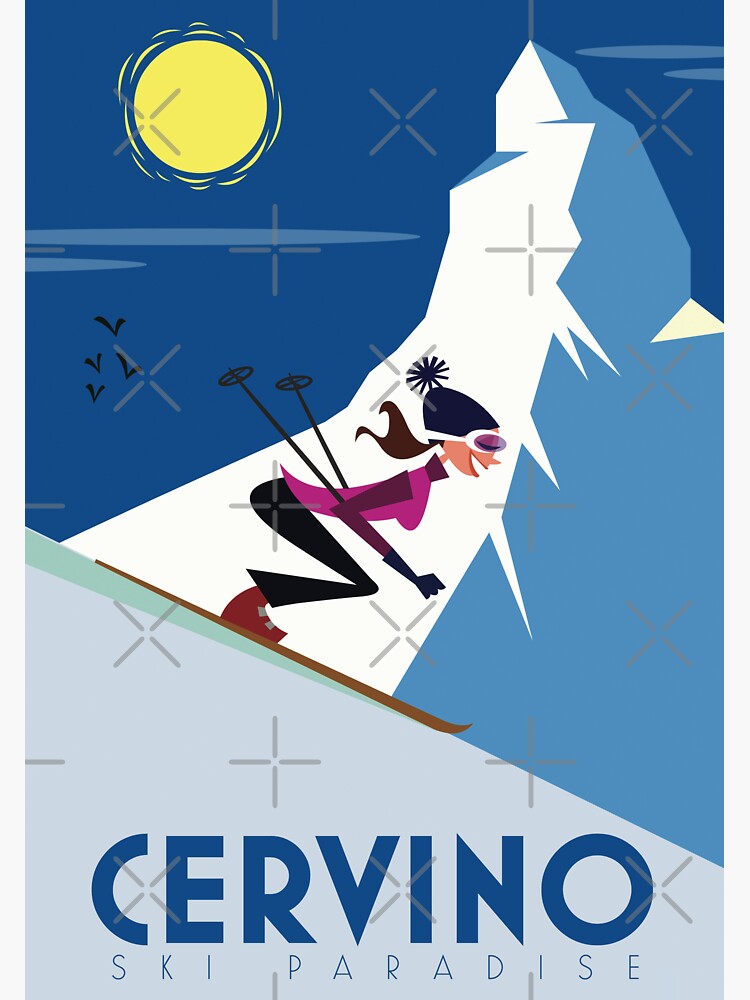 "Cervino ski poster" Sticker for Sale by GAGodel | Redbubble