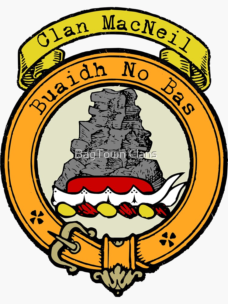 "MacNeil Clan Surname crest" Sticker for Sale by BagTown Clans | Redbubble