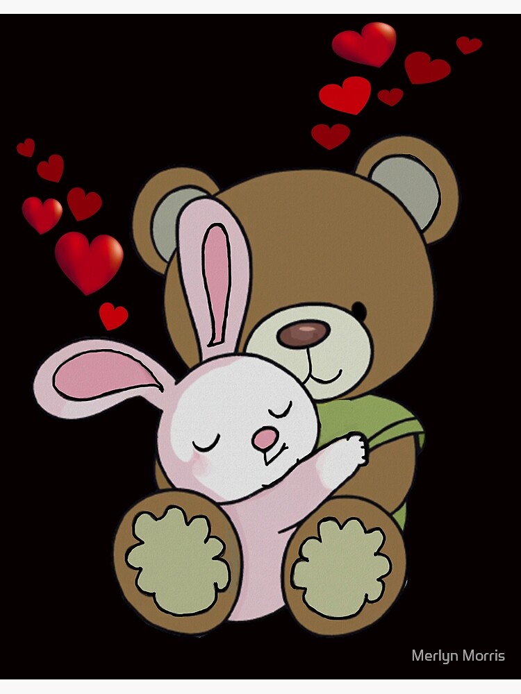 "Bunny and Teddy cuddles" Poster for Sale by Digidol | Redbubble