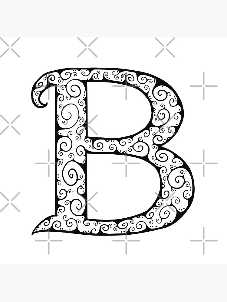 "Capital Letter B - line drawing spirals" Poster for Sale by ...