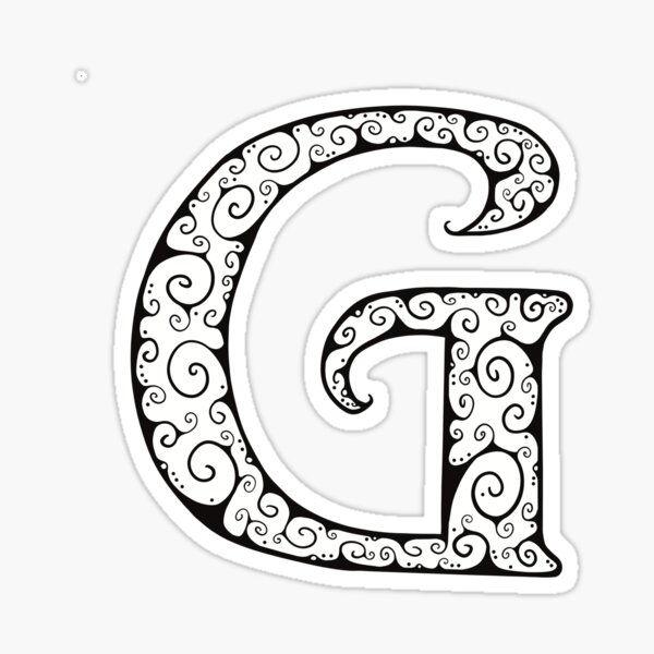 "Capital Letter G - black line drawing spirals - white background ...