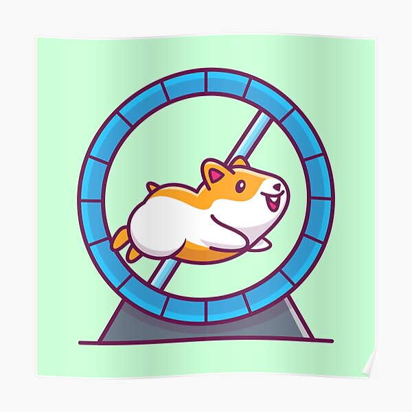 "cute hamster running in running wheel" Poster for Sale by Animster ...
