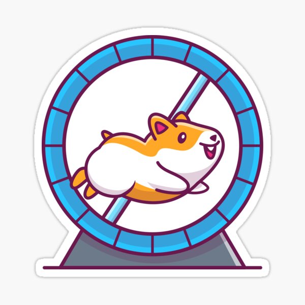 "cute hamster running in running wheel" Sticker for Sale by Animster ...