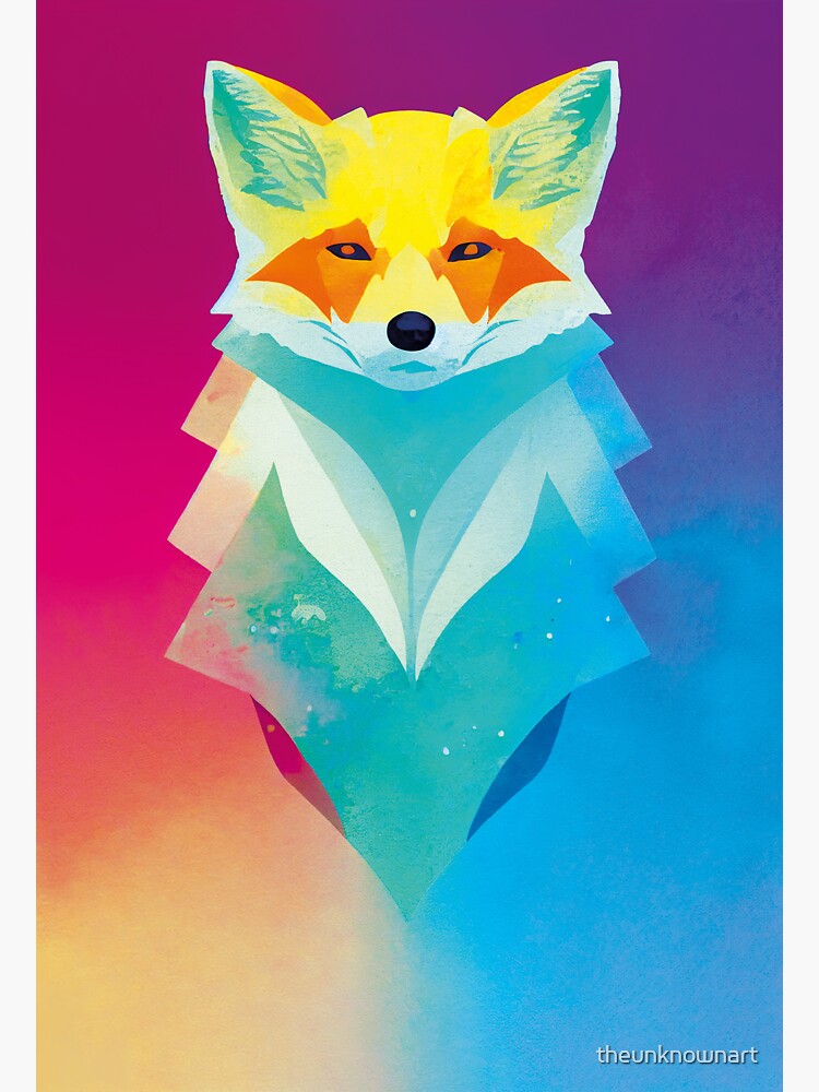 "Red Fox Abstract - Colorful Red Fox #3" Sticker for Sale by ...