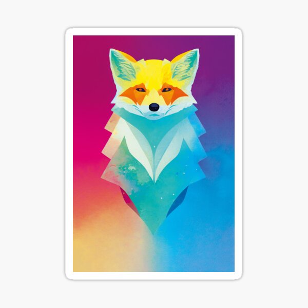 "Red Fox Abstract - Colorful Red Fox #3" Sticker for Sale by ...