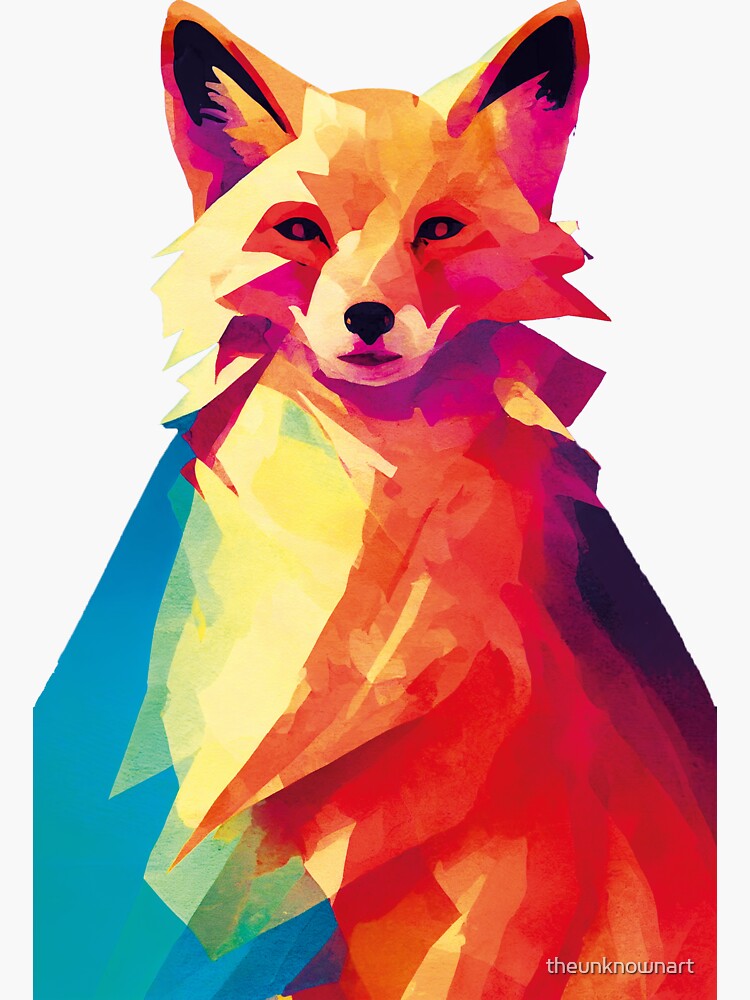 "Red Fox Abstract - Red Fox #5" Sticker for Sale by theunknownart ...
