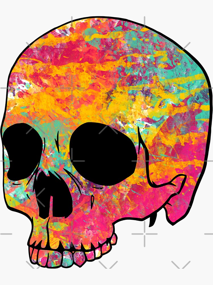 "Paint splatter skull" Sticker for Sale by mikaylart | Redbubble