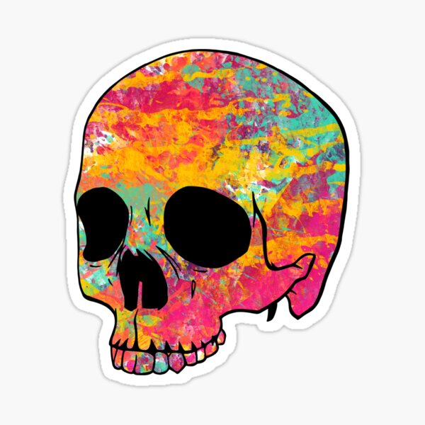"Paint splatter skull" Sticker for Sale by mikaylart | Redbubble