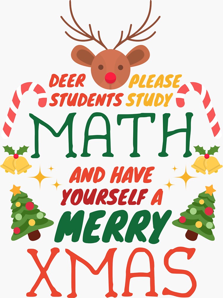 "Math Teacher Students Christmas Design" Sticker for Sale by ...
