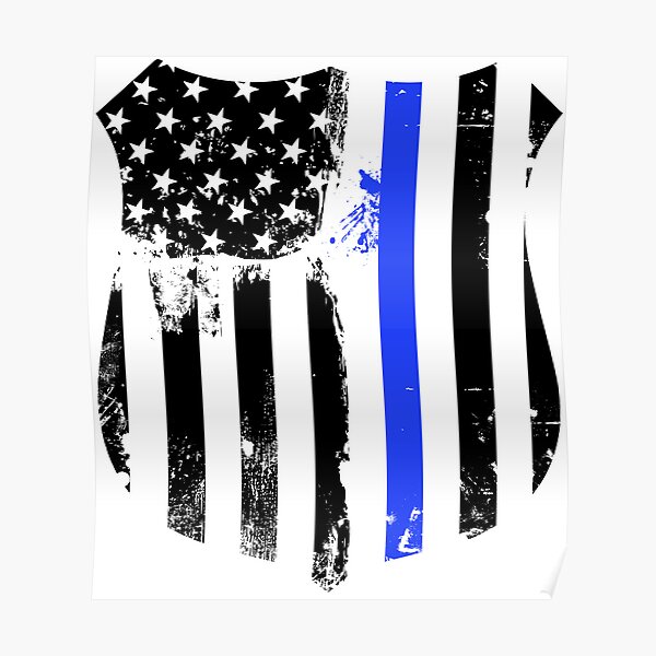 "American Flag Blue Line Badge" Poster for Sale by AndrewStep | Redbubble