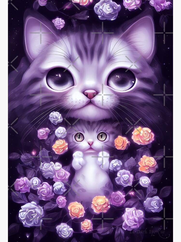 "Beautiful cute kawaii cats with roses" Poster for Sale by ladarkepoque ...