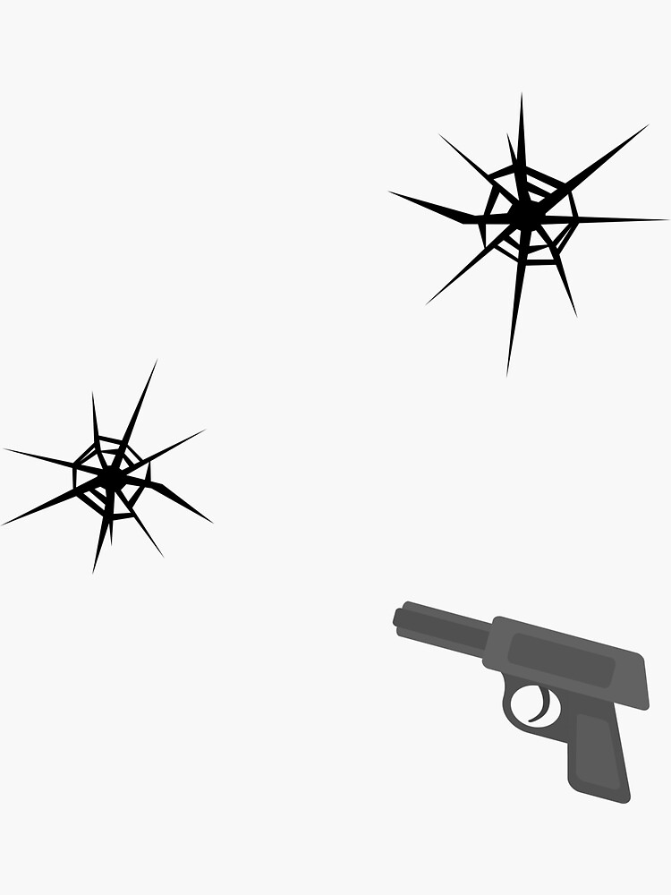 "Bullet holes gun" Sticker for Sale by Zip-Zup | Redbubble
