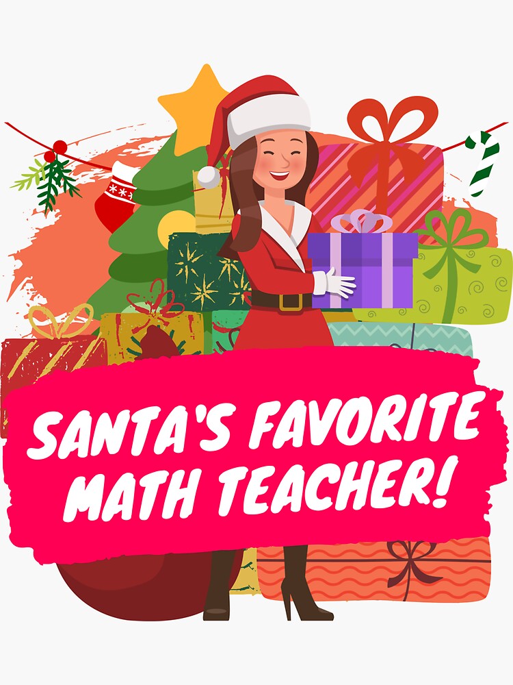 "Christmas Math Teacher Female Santa Design" Sticker for Sale by ...