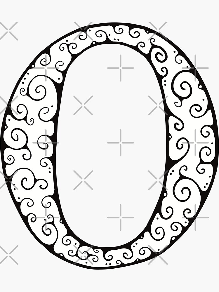 "Capital Letter O - black line drawing spirals - white background ...