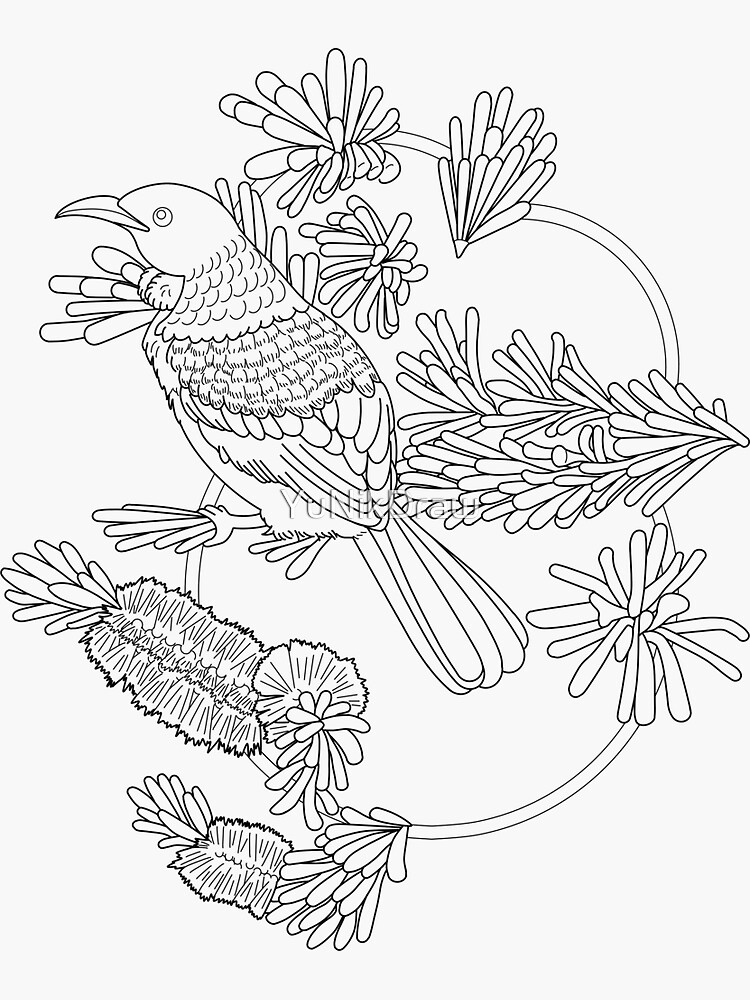 "Tui Bird " Sticker for Sale by YuNikDraw | Redbubble