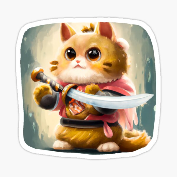 "Samurai Cat. Badass Ninja cat" Sticker for Sale by TechPointStyle ...