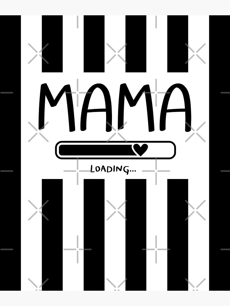 "Black and white vertical striped top, Mama Loading" Sticker for Sale ...