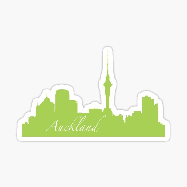 "Auckland New Zealand City Skyline Lime Green" Sticker for Sale by ...