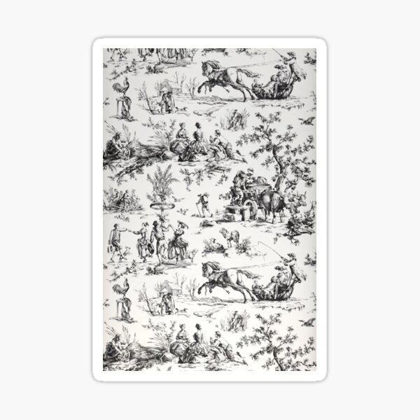 "Black Toile de Jouy" Sticker for Sale by ghjura | Redbubble
