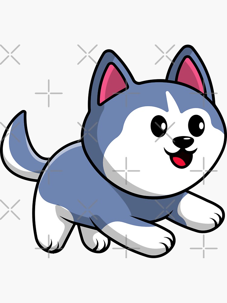 "cute husky dog running" Sticker for Sale by Animster | Redbubble