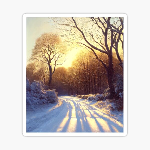 "Beautiful Winter Scenery with Snow on the Road" Sticker for Sale by ...