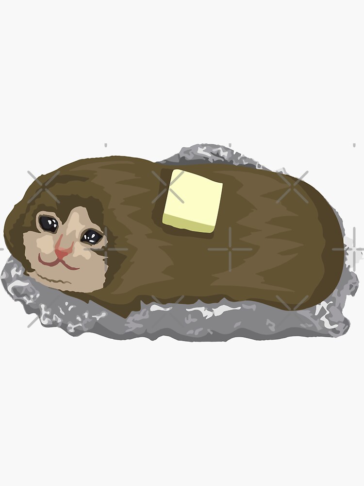 "Crying Potato Cat Meme, Cursed Cat Images" Sticker for Sale by printify | Redbubble