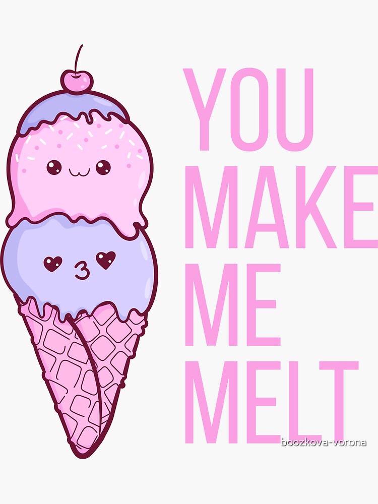 "You make me melt, Doodle ice cream illustration" Sticker for Sale by ...