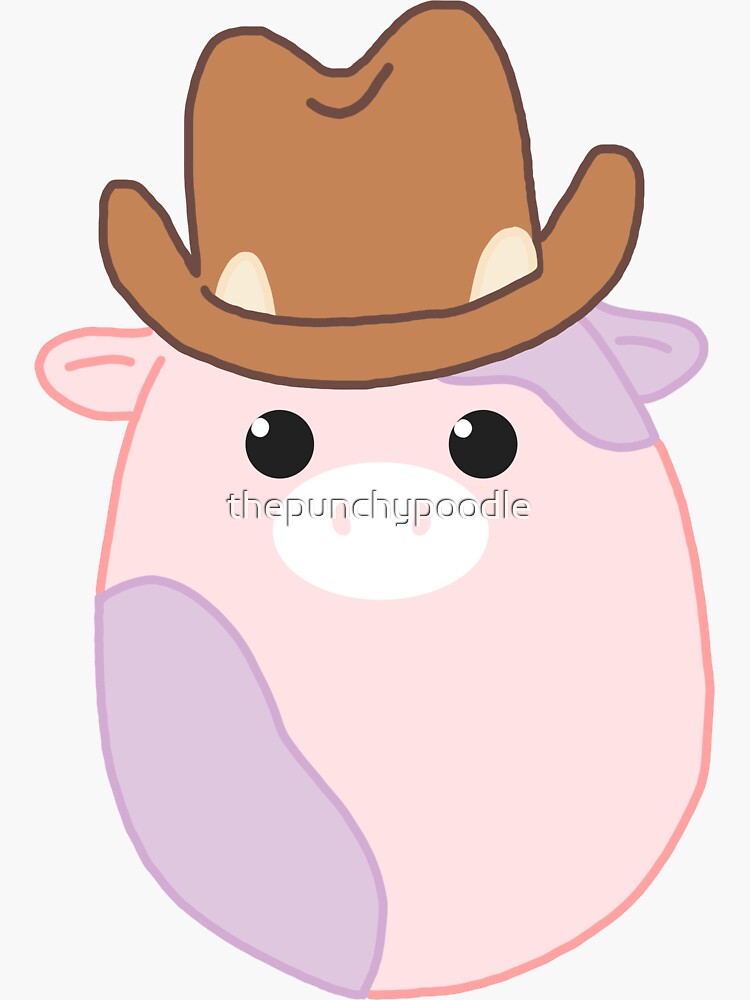"Patty The Cow Squish Wearing Cowboy Hat" Sticker for Sale by ...