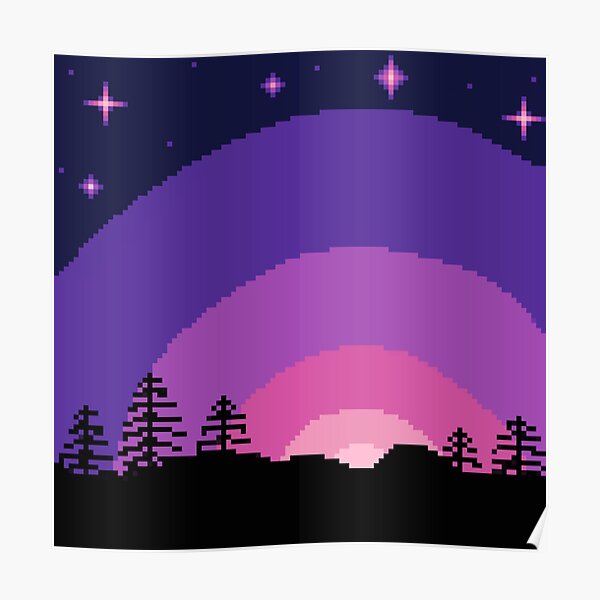 Póster «Rayos de sol en el cielo de medianoche Pixel Art» de Skinpedia ...