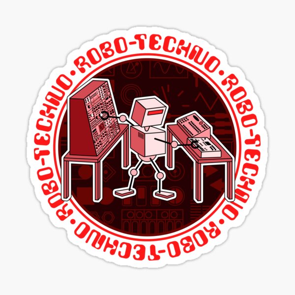 "Robot Playing Modular Synth" Sticker for Sale by AtomicMalibu | Redbubble