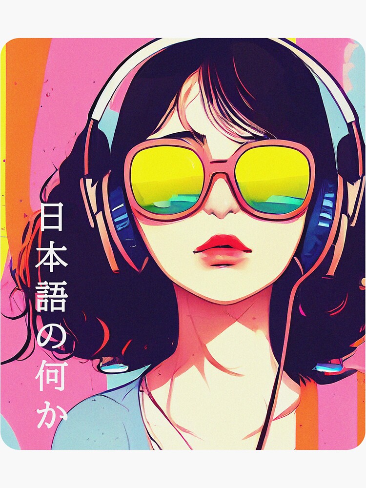 "Anime pop art style girl with headphones" Sticker for Sale by ...
