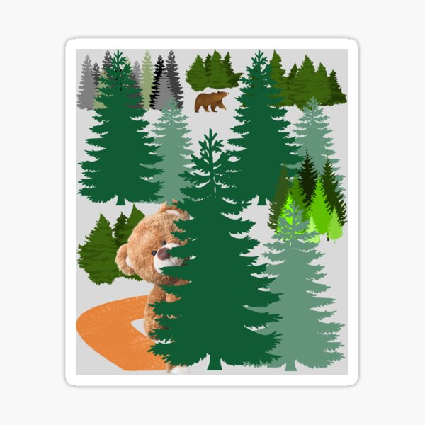 "Teddy Bear Hiding" Sticker for Sale by TurtoeClub | Redbubble