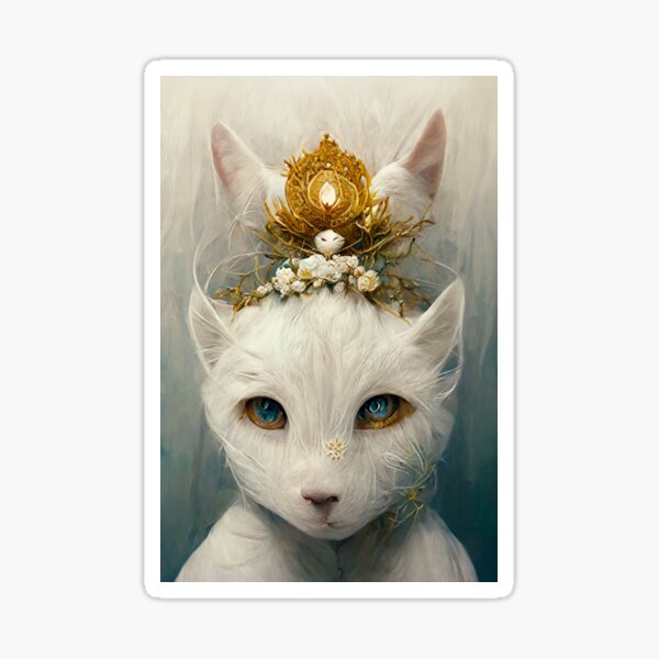 "White mysterious queen cat" Sticker for Sale by GorinART | Redbubble
