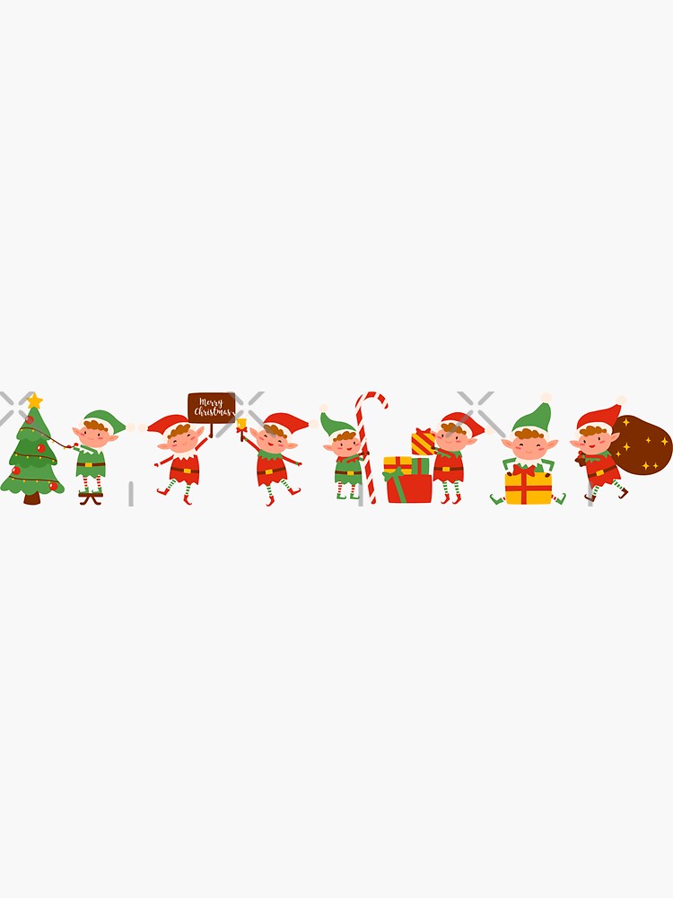 "Seven Christmas Elves Wishing Merry Christmas Indigo Blue color ...