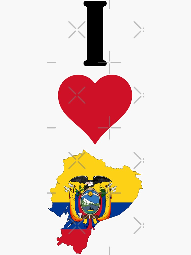 "I Love Ecuador Vertical I Heart Country Flag Map" Sticker for Sale by ...