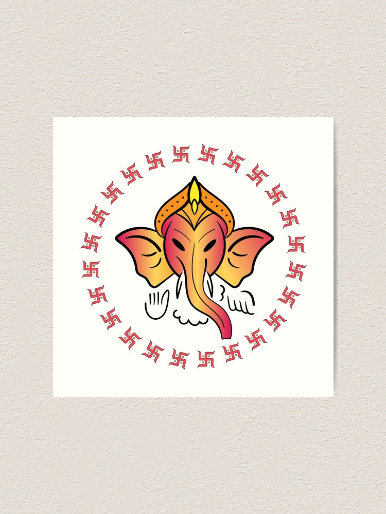 "Hindu God 'Ganesh' Illustratin with 'Swastika' symbol" Art Print for ...