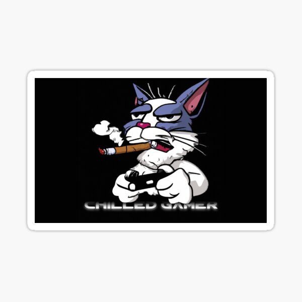 "Chilled Gamer Cat design" Sticker for Sale by Boztik-Designs | Redbubble