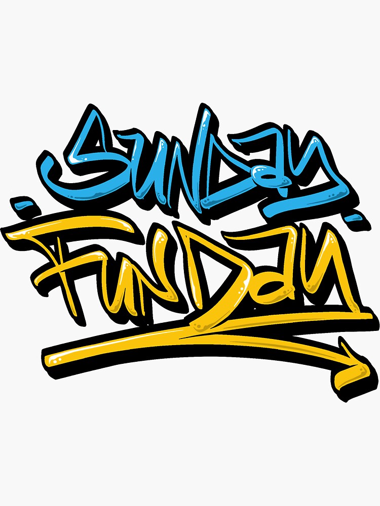 "Sunday FunDay Graffiti Lettering Quotes" Sticker for Sale by artikach ...