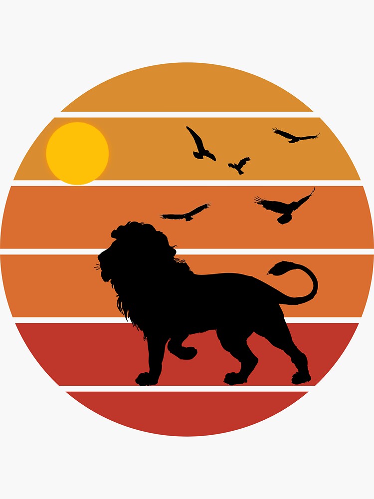 "Vintage Retro Sunset Art Of Zoo lion " Sticker for Sale by Swobodzio ...