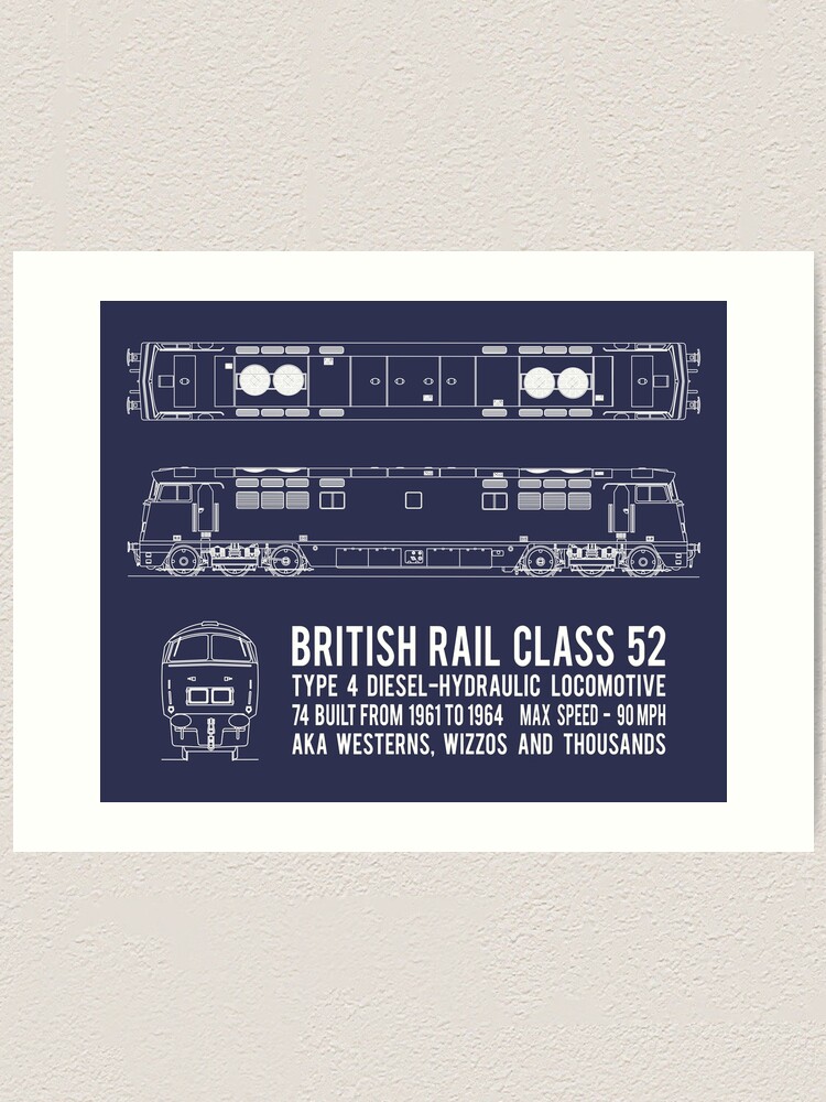 "British Rail Class 52 Western Wizzo Locomotive Blueprint Diagrams Gift ...