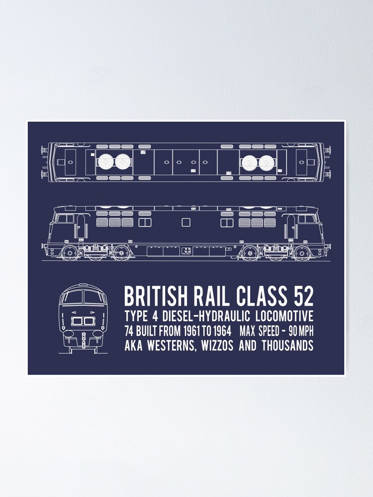 "British Rail Class 52 Western Wizzo Locomotive Blueprint Diagrams Gift ...