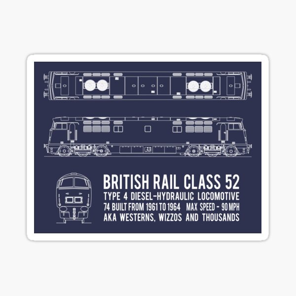 "British Rail Class 52 Western Wizzo Locomotive Blueprint Diagrams Gift ...