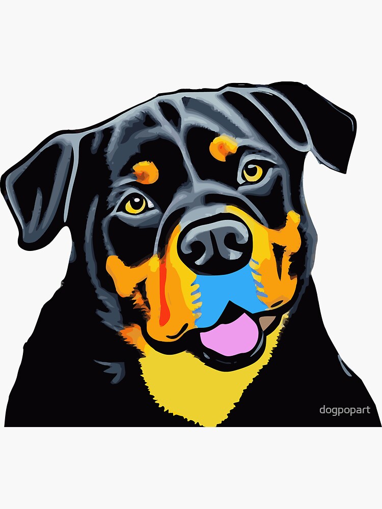"Rottweiler design with bright, bold colors" Sticker for Sale by ...