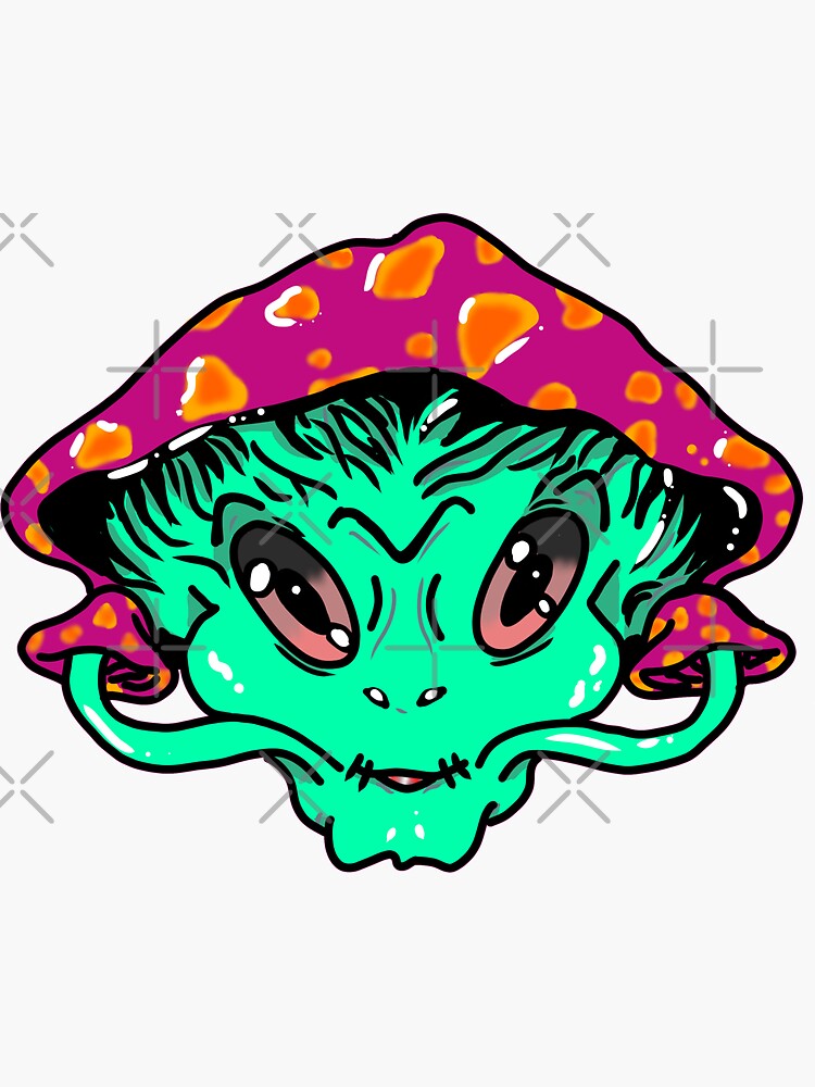 "Alien, mushroom head!" Sticker for Sale by dfoxnumber1 | Redbubble