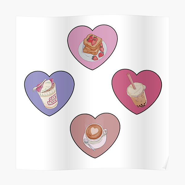 "Cute anime food sticker pack" Poster for Sale by amonghearts | Redbubble