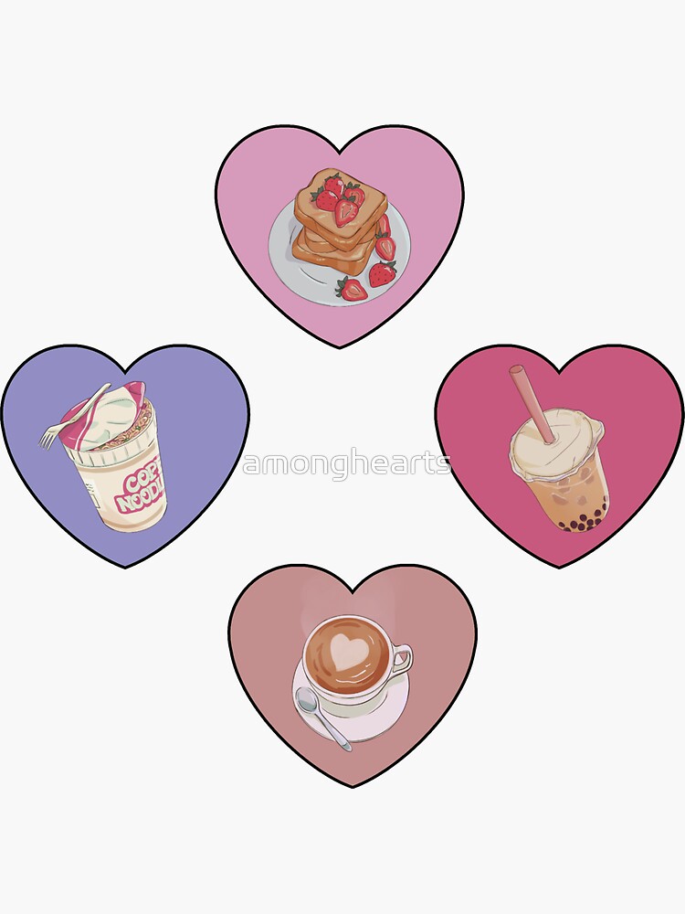 "Cute anime food sticker pack" Sticker for Sale by amonghearts | Redbubble